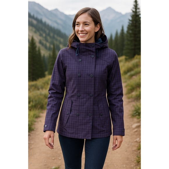 Jackets & Coats | Rei Womens Hooded Plaid Softshell Jacket S Purple ...